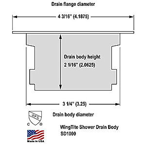 WingTite Shower Drain Replacement, Installs Entirely from the Top, Chrome