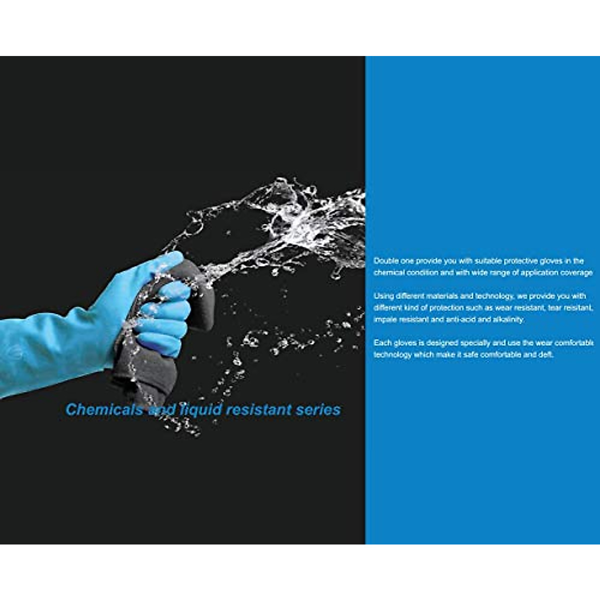 Chemical Resistant Gloves,Safety Work Cleaning Protective Heavy Duty Industrial Gloves,Natural Latex 12.2" Length Black 1 Pair Size M (Medium)