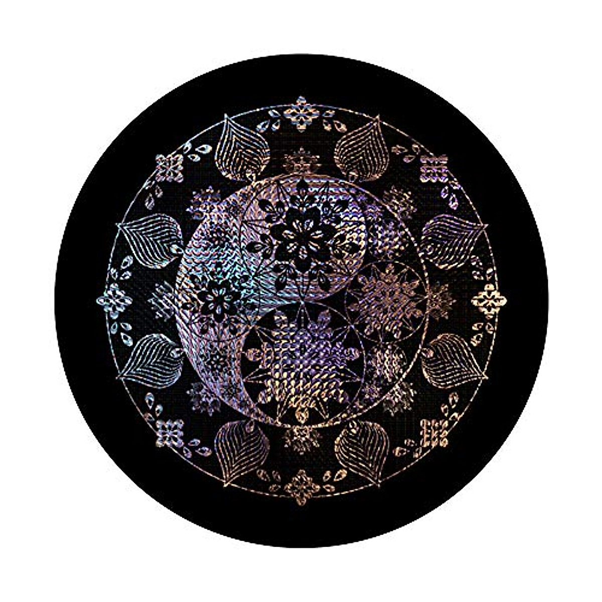 Pretty Yin & Yang Boho Floral Black Mandala Flower PopSockets Swappable PopGrip