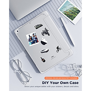 TiMOVO Case for iPad 9th Generation 2021, 10.2 inch iPad Case with Pencil Holder, Smart Stand Protective Clear Case Cover for iPad Case 9th/8th/7th (2021/2020/2019), Light Gray