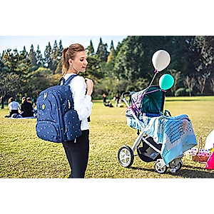 QIMIAOBABY diaper bag backpack, multifunctional and large-capacity travel diaper storage bag (Blue dots)