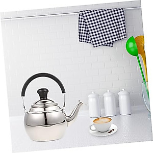 GRADENEVE Stainless Steel Kettle Whistling Coffee Pot Whistling+kettle+with+removable+spout Steel Gas Tea Kettle Whistling Coffee Kettle Boiling Teapot Espresso Machines Teapot for Silver