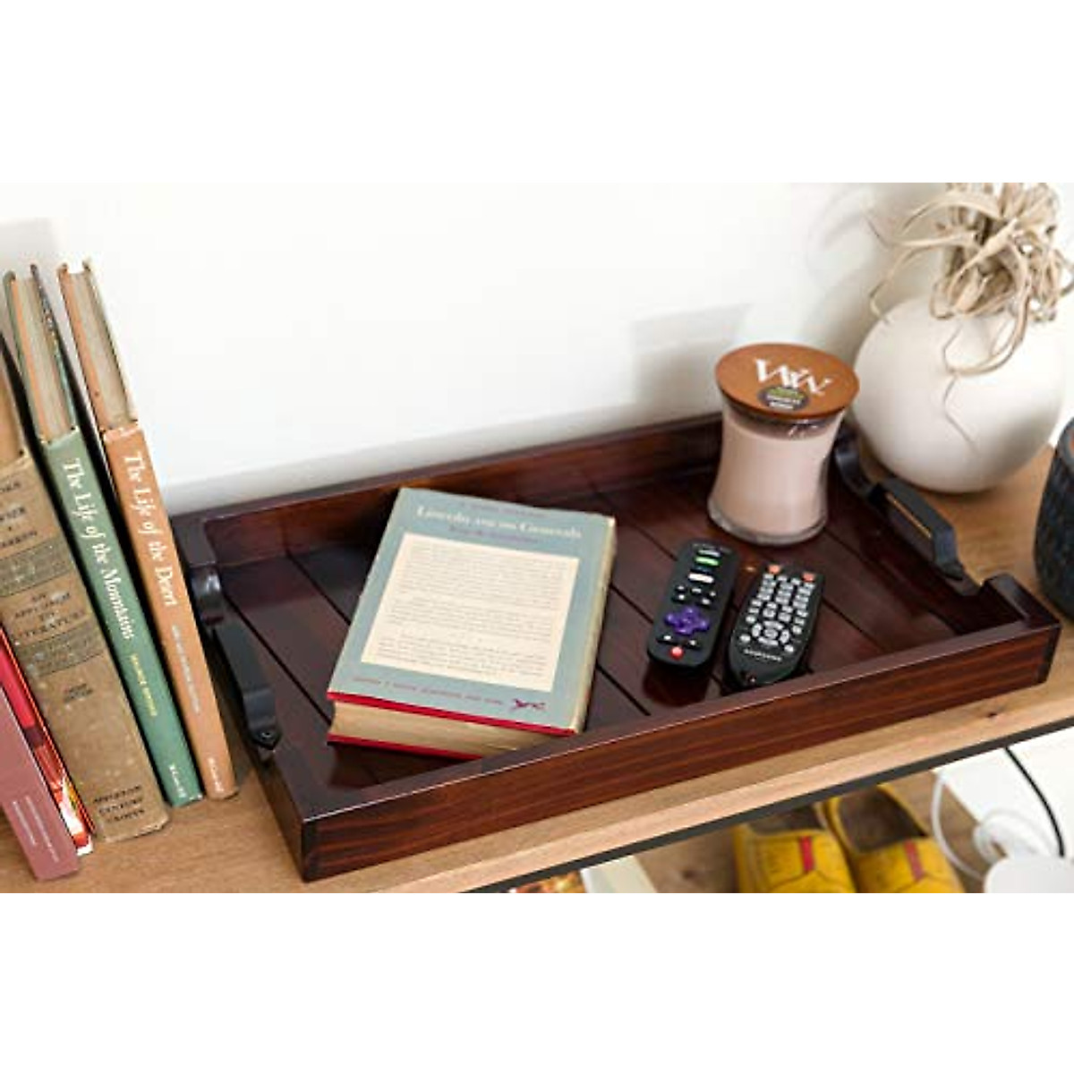 Bamboo Land- Large Wooden Serving Tray, 20”x14’’, Dark Brown, Trays for Serving Food, Wooden Trays for Decor, Breakfast Tray, Serving Tray with Handles, Wood Serving Tray, Food Serving Tray