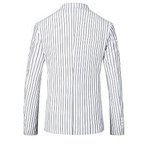 Mens 3 Piece Pinstripe Suit Slim Fit Casual Dress Suits Blazer + Vest + Pants US Size 32 White