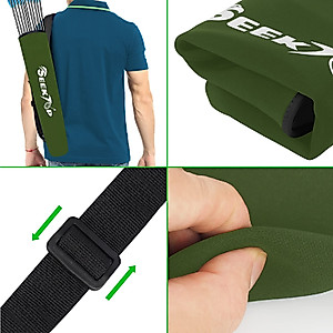 Seektop Archery Gloves Adjustable Archery Back Arrow Quiver Holder for Youth Adults (M+Green)