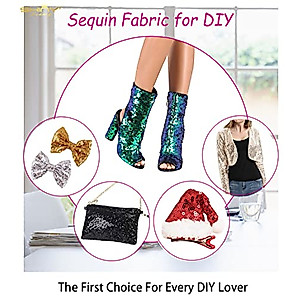 ShinyBeauty Xmas Sparkly Decoration 3 Feet 1 Yard Sequin Fabric-Iridescent Y0925