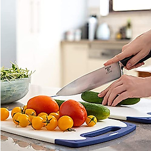Moss & Stone 2 Piece Cutting Boards for Kitchen & Chef Knife | Polypropylene and Dishwasher Safe | 2 Chopping Board with Grip Handle | BPA-Free