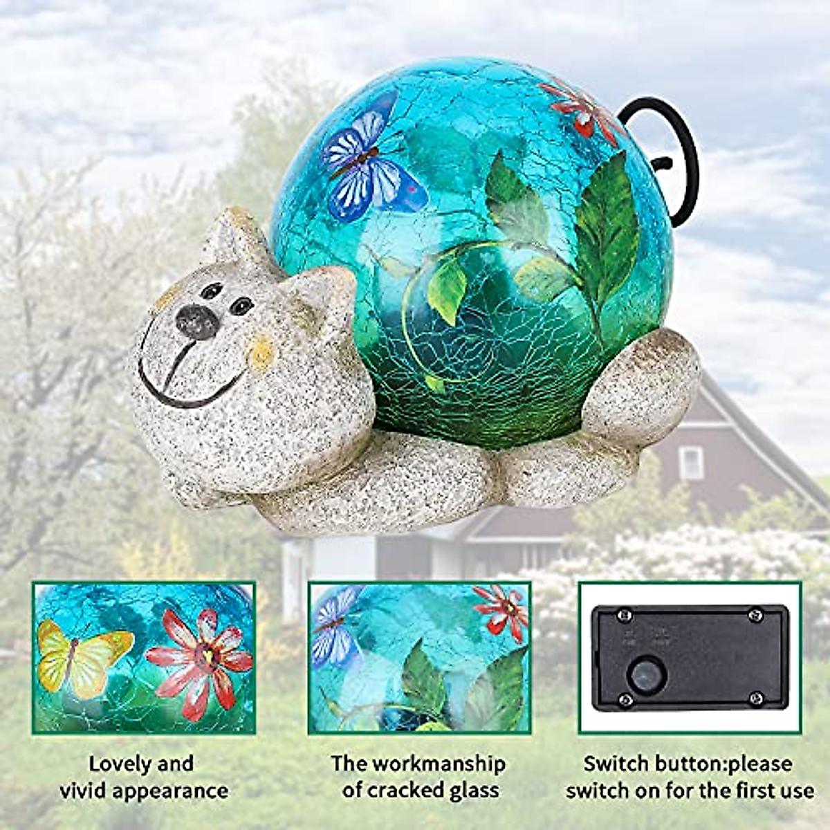 DREAM GARDEN Garden Statues - Solar Lights Garden Decorations Solar Sculptures Lawn Cat Ornaments for Outdoor Yard Patio Decor
