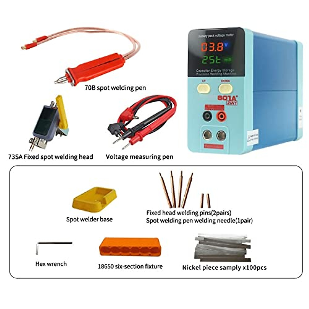 Battery Spot Welder, Aluminum Alloy Shell Electric Welding Machine Auto Trigger at with Intelligent Control Display Panel for Electric Appliance(US Plug)