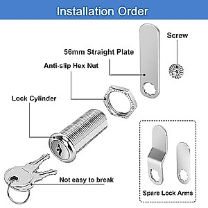 Cylinnda Cabinet Locks with Keys, 1-1/8" Cam Locks Keyed Alike, Quality Cabinet Cam Lock for RV Storage Locks Drawers Mailbox Toolbox Lock Replacement Set, Zinc Alloy (20 Pack, 1-1/8 Inch)
