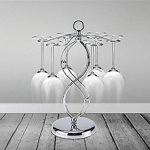 ZOOTWO Scrollwork Wine Glass Rack,6-Hook Scrollwork Metal Countertop Wine Glass Cup Holder for Home and Bar Storage and Artistic Tabletop Display, Spiral Style