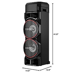 LG XBOOM RN9 Bluetooth Audio System, Bass Blast, LED Party Lighting, Karaoke with Voice Filters, XBOOM App Controlled, Bluetooth, Dual USB, Optical and Mic Inputs - Black