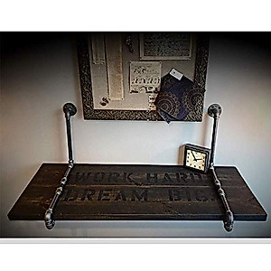 PIBM Stylish Simplicity Shelf Wall Mounted Floating Rack Shelves Retro Computer Desk Iron Art Solid Wood Save Space,2 Sizes, a , 80X50X3CM