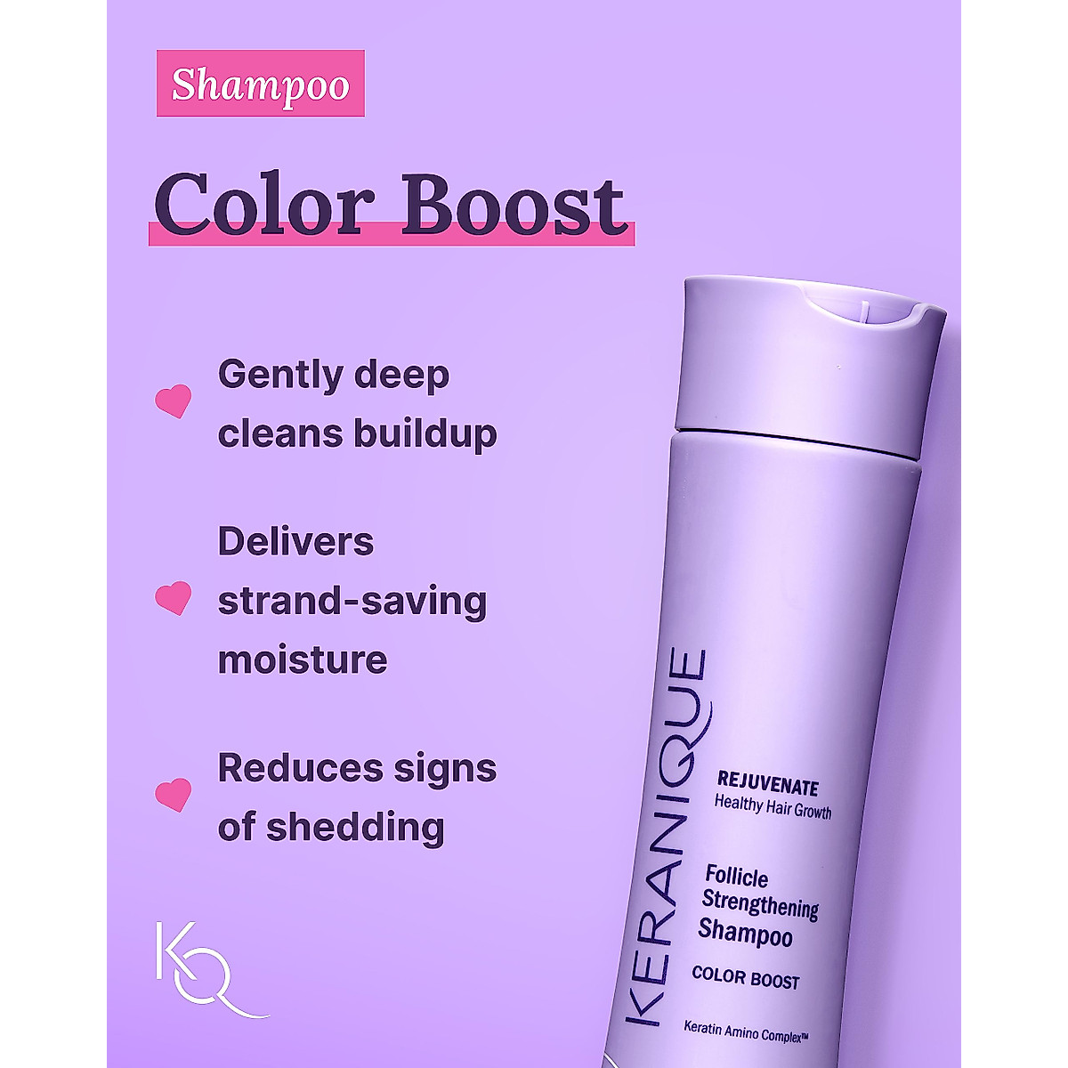 Keranique Color Treated Shampoo and Conditioner Set with Hair Thickening Spray - Keratin Enriched Color Boost Set w/Shampoo & Conditioner and Lift & Repair Spray for Women w/Fine, Thin, Colored Hair