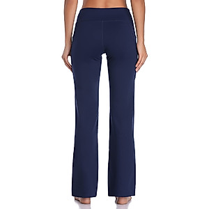 DAYOUNG Bootcut Yoga Pants for Women Flare High Waist Tummy Control Non See-Through Bootleg Workout Yoga Pants Pants-Y60-Navy Blue-M