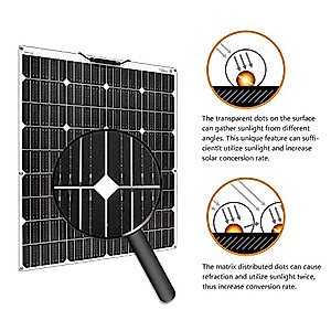 Socentralar Flexible Solar Panel 100W 12V, Monocrystalline Solar Panel 100 Watt, Portable Solar Panels Outdoor Power Charger,for Homes, RV, Boat, Uneven Surfaces