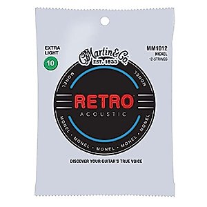Martin Retro 12-String Acoustic Guitar Strings, Extra Light .010-.047 (MM1012)