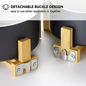 Y YHY Ceramic Dog Bowls, 32 Oz, Matte Black, Bamboo Stand, Suitable for Multiple Pets