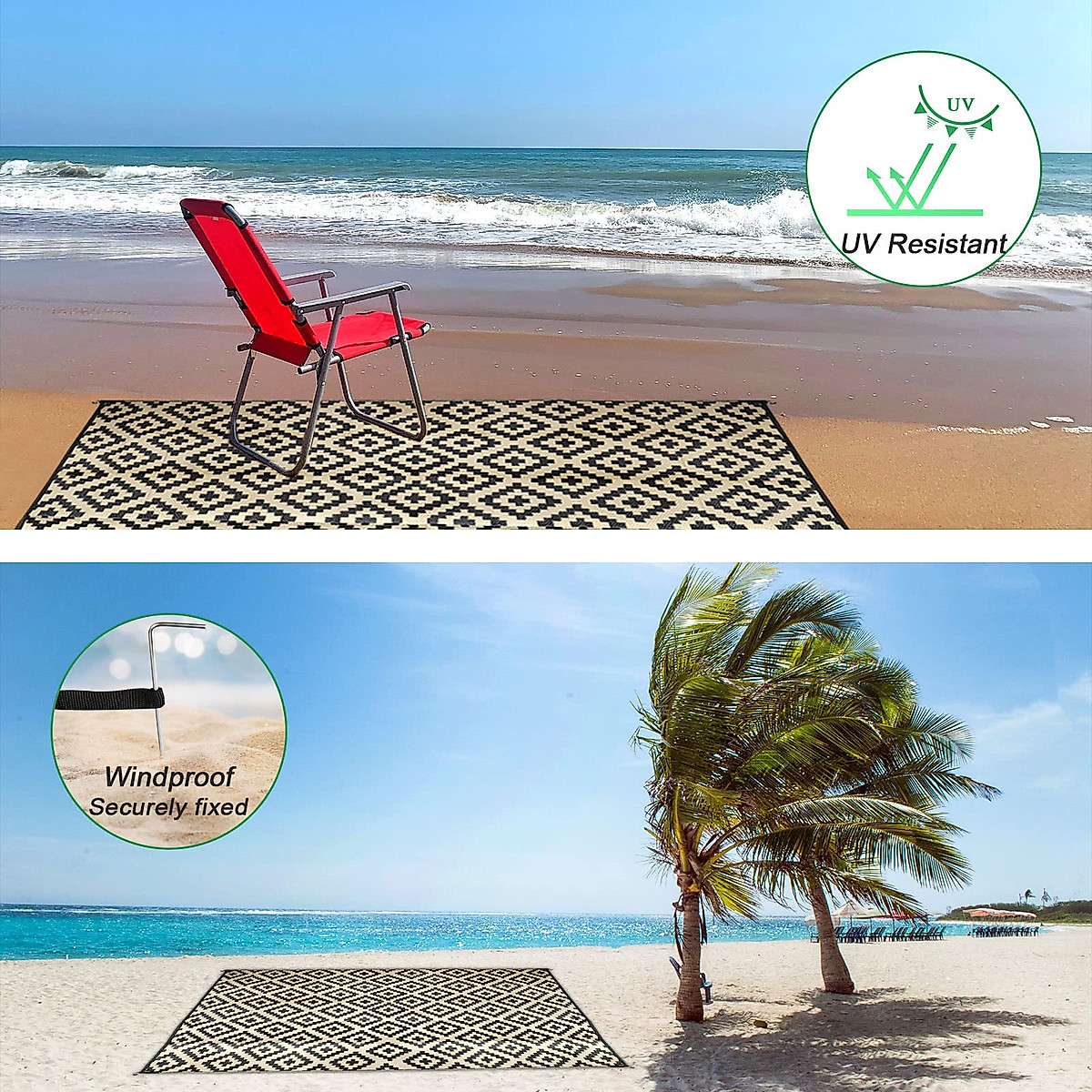 TwoPone Reversible Patio Rug,Outdoor Rug 6'X 9'for Patios Clearance,Plastic Straw Rug,Boho Outdoor Carpet Camping Mats Rv Rugs for Patio,Backyard,Deck,Picnic,Beach,Lawn,Balcony,Porch,Camper