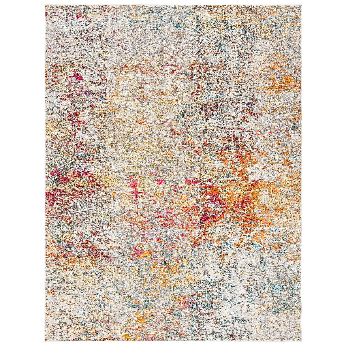 SAFAVIEH Madison Collection Area Rug - 9' x 12', Grey & Turquoise, Modern Abstract Design, Non-Shedding & Easy Care, Ideal for High Traffic Areas in Living Room, Bedroom (MAD460G)