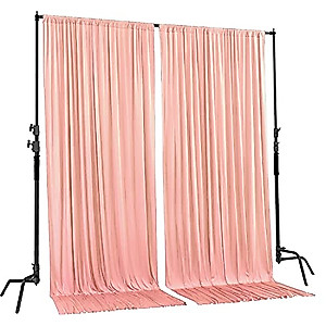 AK TRADING CO. 10 feet x 10 feet Polyester Backdrop Drapes Curtains Panels with Rod Pockets - Wedding Ceremony Party Home Window Decorations - Peach