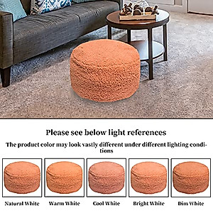 GLAXYFUR Unstuffed Ottoman Pouf Cover,Sherpa Fleece Faux Fur Foot Stool, 20x12 Inches Storage Solution, Floor Bean Bag (No Filler),Foot Rest for Living Room, Bedroom, Cover ONLY Pink
