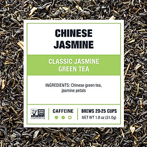 Tiesta Tea - Chinese Jasmine | Loose Leaf | Classic Jasmine Green Tea | Premium Blend | Medium Caffeinated Green Blend | Make Hot or Iced & Brews Up to 25 Cups | 1.8 Ounce Resealable Pouch