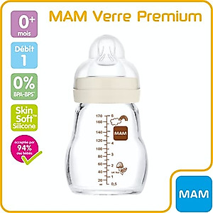 Mam Glass Bottle 170ml Silk Teat 0 Months +