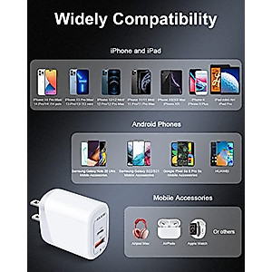 USB C Wall Charger, 20 W USBC Charger Block Fast Charging for iPhone 14 Pro Max 13 12 11 10 X Xr Xs Max 8 Plus 7 6, Apple Watch 8 7 USB C Brick Box Power Adapter Samsung Galaxy Cube Plug Cargador Base