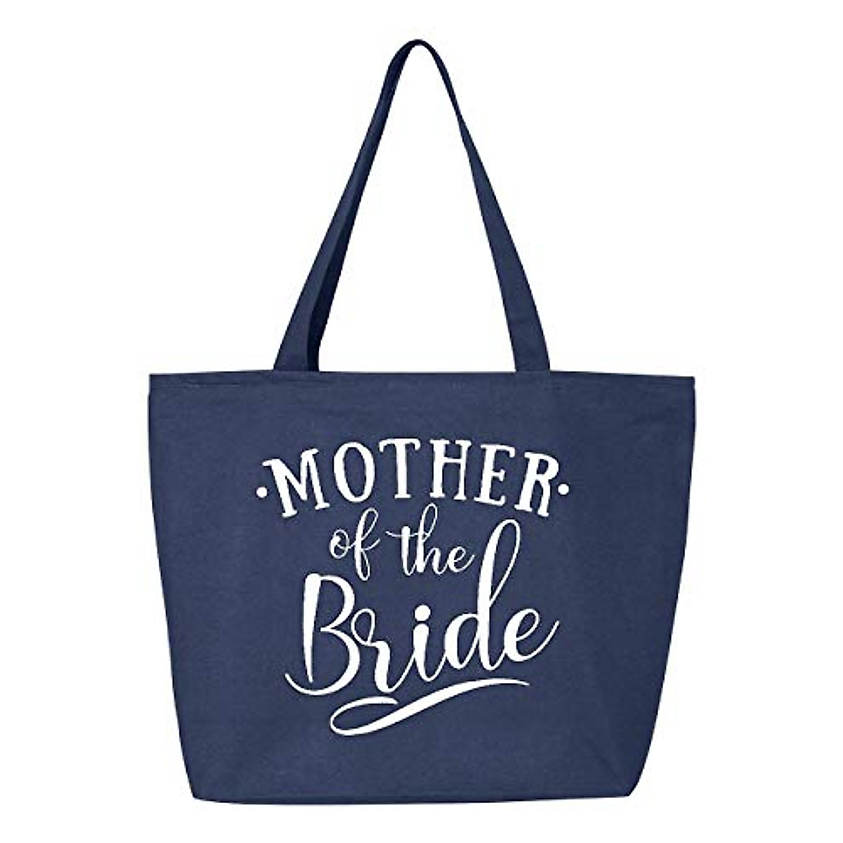 shop4ever® Mother of the Bride Heavy Canvas Tote with Zipper Reusable Shopping Bag 12 oz Navy 1 Pack