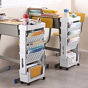 APBATS 5 Tier Book Rack Storage Bookshelf, Removable Movable Unique Bookcase, Utility Organizer White Bookshelves for Kids Children Students Study in Bedroom Living Room Home School