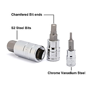 MIXPOWER 13 Piece Hex Bit Socket Set, S2 Steel Bit Socket Tool Kit, Metric, 2mm-14mm, Allen Bit Socket Kit