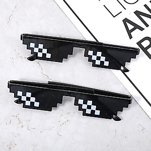 WLLHYF 2 Pack Thug Life Sunglasses Mosaic Pixel Glasses Party Dress Up Shades Funny Unisex Photo Props for Women Men Kid