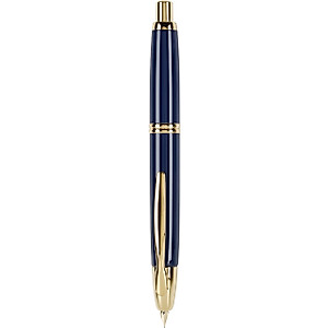 PILOT Vanishing Point Collection Refillable & Retractable Fountain Pen, Blue Barrel with Gold Accents, Blue Ink, Medium Nib (60266)