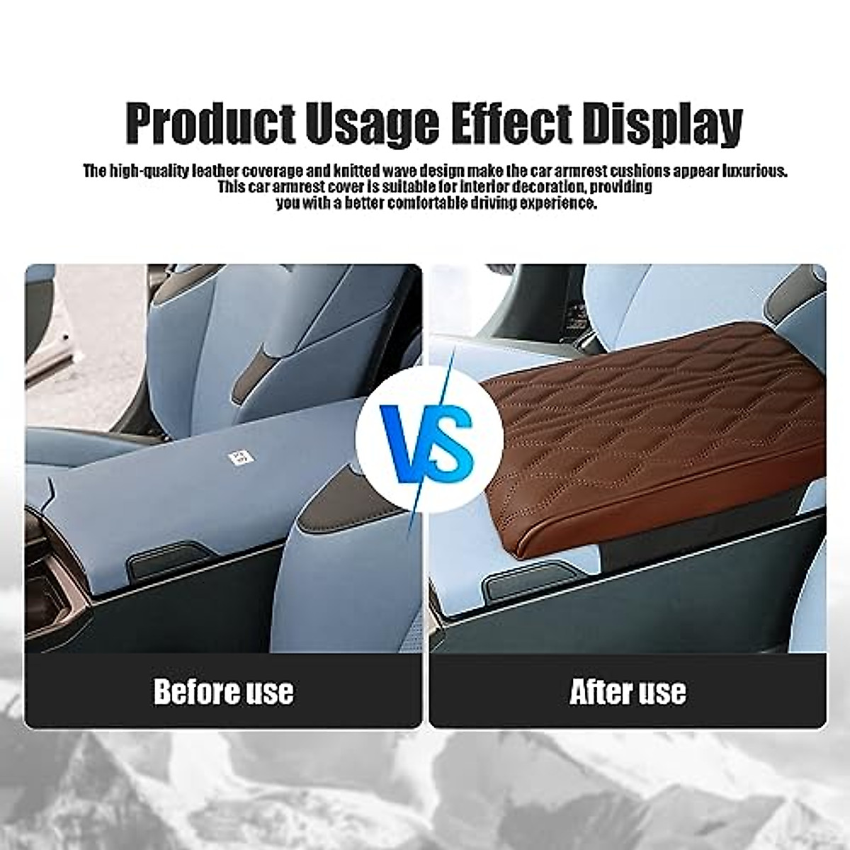 Dewkou 1 Pack Auto Center Console Pad, Memory Foam Car Leather Arm Rest Covering, Universal Waterproof Armrest Box Booster Pad, Anti-Scratch Cover for Car Armrest Box, for Most Vehicle (Coffee)