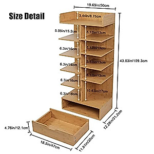 TQVAI 6 Tier Shoe Rack, Wood Shoe Organizer with Drawer, Tall Shoe Storage Rack for Entryway, Bamboo Color
