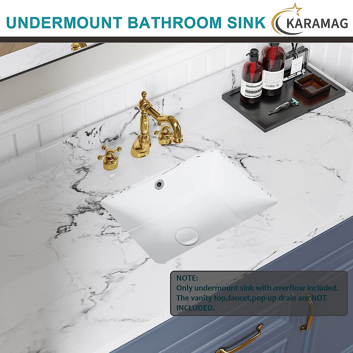 16 Inch Undermount Bathroom Sink Small Rectangle Undermount Sink White Ceramic Under Counter Bathroom Sink with Overflow (15.70"x11.69")
