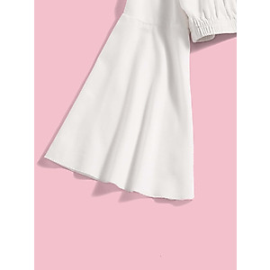 Floerns Girls Off The Shoulder Flounce Long Sleeve Ruched Blouse Crop Tops White 8 Years