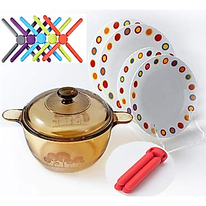 KSENDALO 5 Pack Thick Silicone Trivets for Hot Dishes Eco-Friendly Foldable Trivets for Hot Pots and Pans Folding Trivet Save Much Space for Kitchen Home, Multi-Color