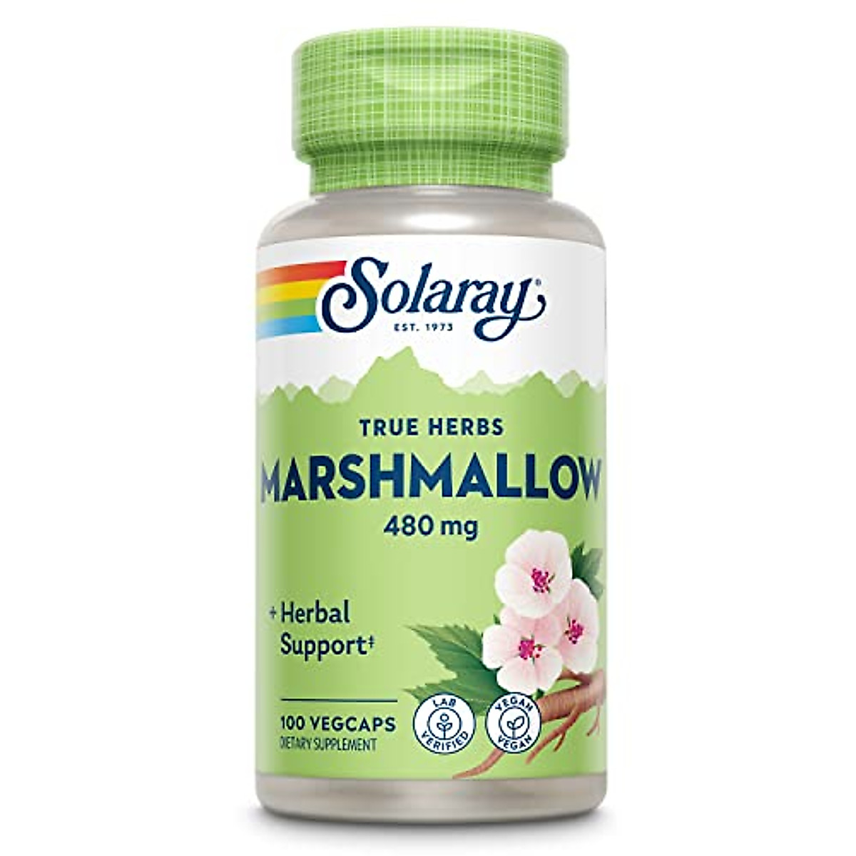 SOLARAY Marshmallow Root, Healthy Respiratory Function & Digestion Support, Non-GMO & Vegan | 100 VegCaps