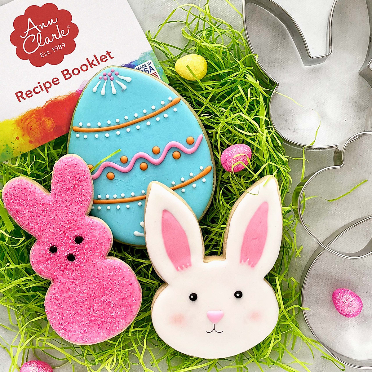 Easter Cookie Cutters 3-Pc. Set Made in USA by Ann Clark, Easter Bunny, Egg, Rabbit Head