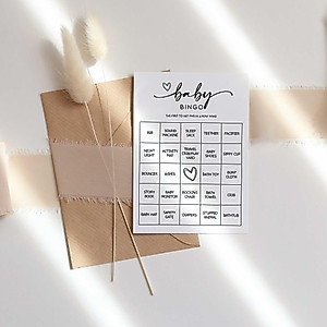 All Ewired Up Baby Bingo Game (50 Unique Cards) Pre-Filled Fun Baby Shower Game Activity, Preforated Calling Cards, Gender Neutral Boy or Girl, Minimalist