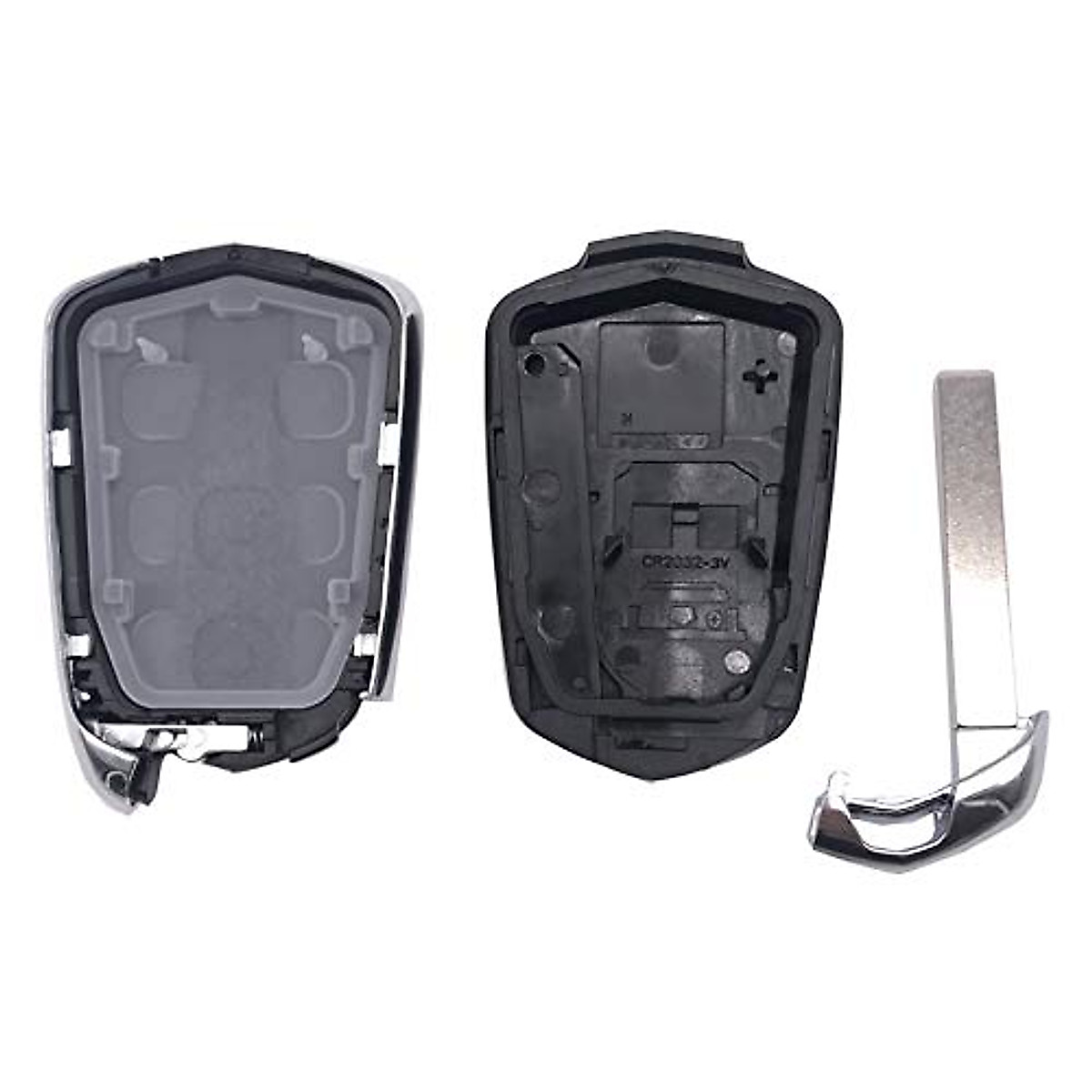 Smart Key Fob Case Shell Fit for 2015-2019 Cadillac Escalade CTS SRX XT5 ATS STS CT6 4 Buttons Keyless Entry Remote Control Car Key Fob Cover Casing Replacement (Black)