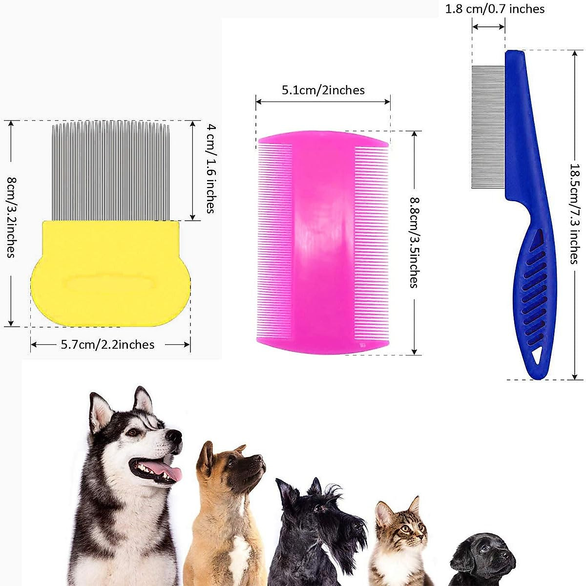 6 Pieces Flea Comb for Cats Dogs Lice Combs Fine Tooth Comb Grooming Set Remove Float Hair Tear Marks Dandruff Hair Stain Nit Tick Removal Tool