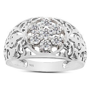 SAVEARTH DIAMONDS 2/5 cttw Round Cut Lab Created Moissanite Diamond Filigree Promise Engagement In 14K White Gold Over Sterling Silver Jewelry For Women (VVS1 Clarity, 0.40 Cttw)-10