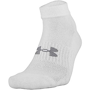 Under Armour Adult Training Cotton Low Cut Socks, Multipairs , White (6-Pairs) , Large
