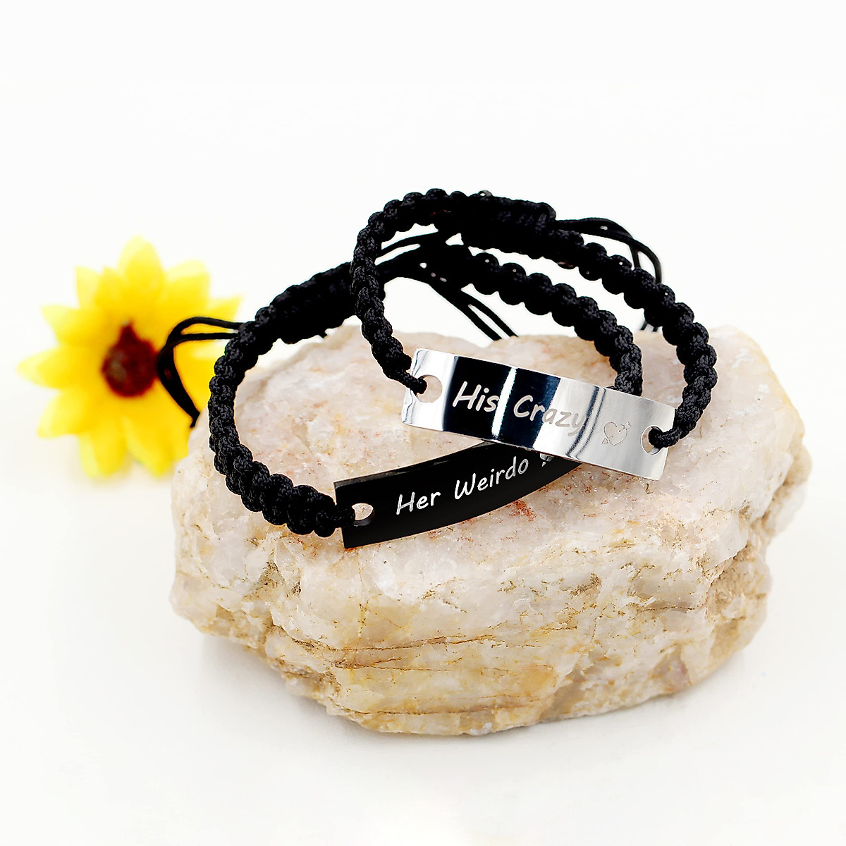 Uloveido His Hers Couples Bracelets Crazy and Weirdo Matching Set Anniversary Promise Gifts Stainless Steel 2pcs Bracelet Set