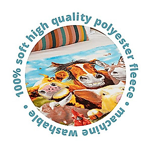 Dawhud Direct Cartoon Selfie Farm Animals Fleece Blanket for Bed, 50" x 60" Farm Animal Fleece Throw Blanket for Women, Men and Kids - Super Soft Plush Horse Blanket Throw