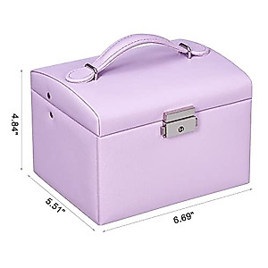 BEWISHOME Jewelry Box for Teen Girls,3 Layers Jewelry Organizer Box with Lock, Jewelry Travel Case for Women Girls, PU Leather Jewelry Boxes for Earrings, Rings, Necklaces Purple, SSH88P