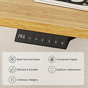 FLEXISPOT EN2 Whole-Piece Standing Desk, 55 x 28 Electric Stand Up Height Adjustable Desk (White Frame + 55" Maple Top, 2 Packages)